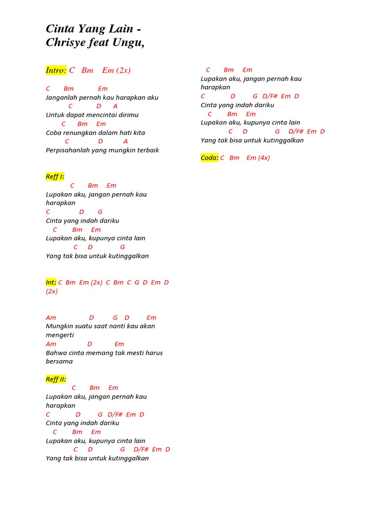 Chord Lagu Lagu | PDF | Struktur Lagu | Bentuk Lagu