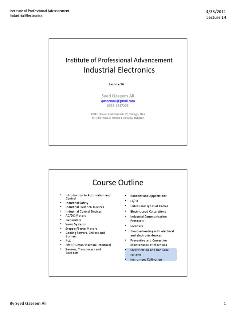 Industrial Electronics: Institute of Professional Advancement ...