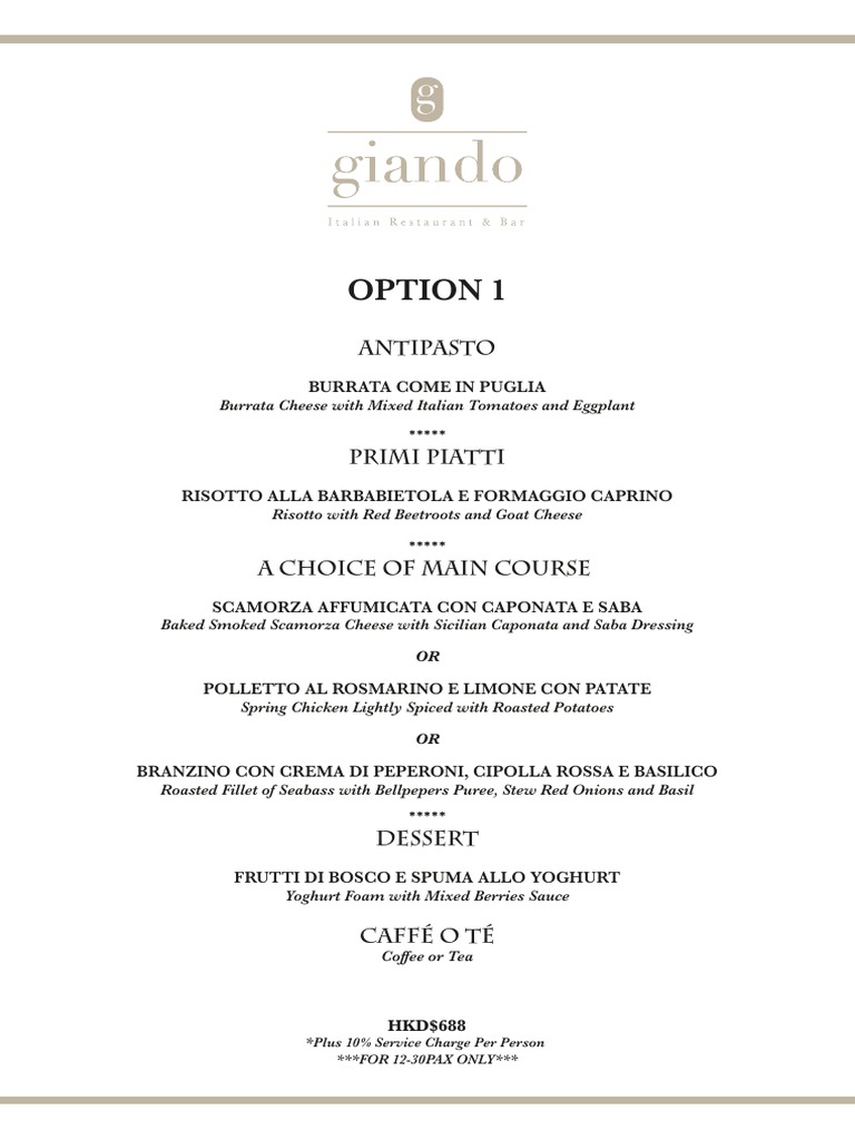 GIANDO Party Set Menus 2017 | PDF | Mediterranean Cuisine | Foods