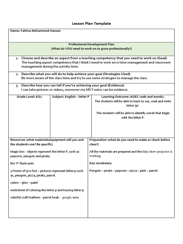letter p lesson plan | Lesson Plan | Teaching