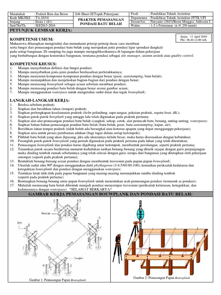 Tor Job Sheet 2 Praktek Batu Beton 2016 | PDF
