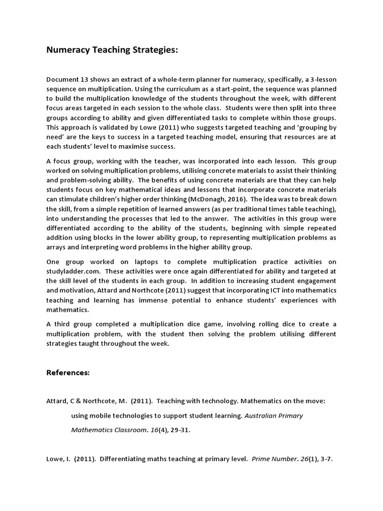 Effective Numeracy Strategies in Classrooms | PDF | Educational ...