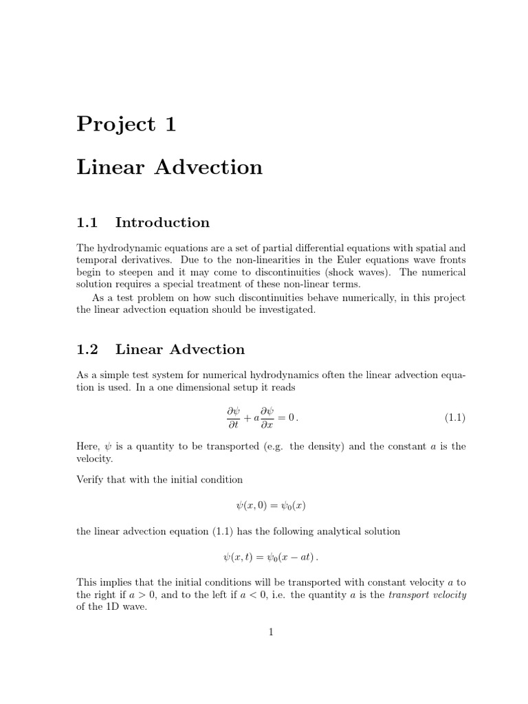 Linear Advection | PDF | Numerical Analysis | Partial Differential Equation