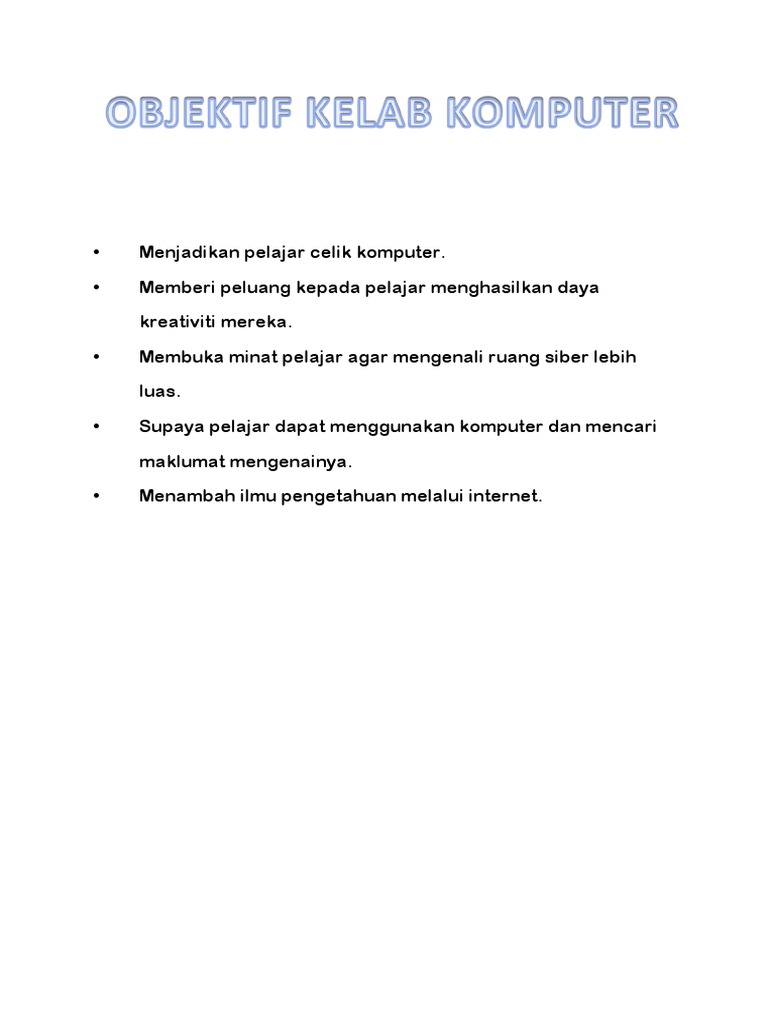 Objektif Kelab Komputer | PDF