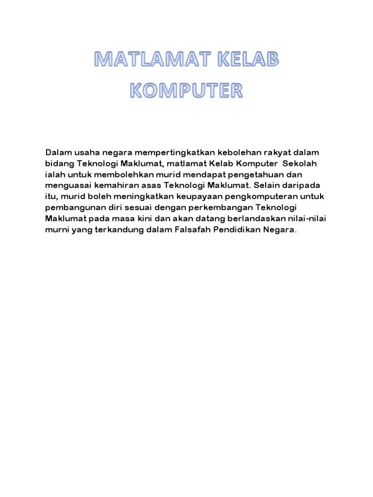Matlamat Kelab Komputer | PDF