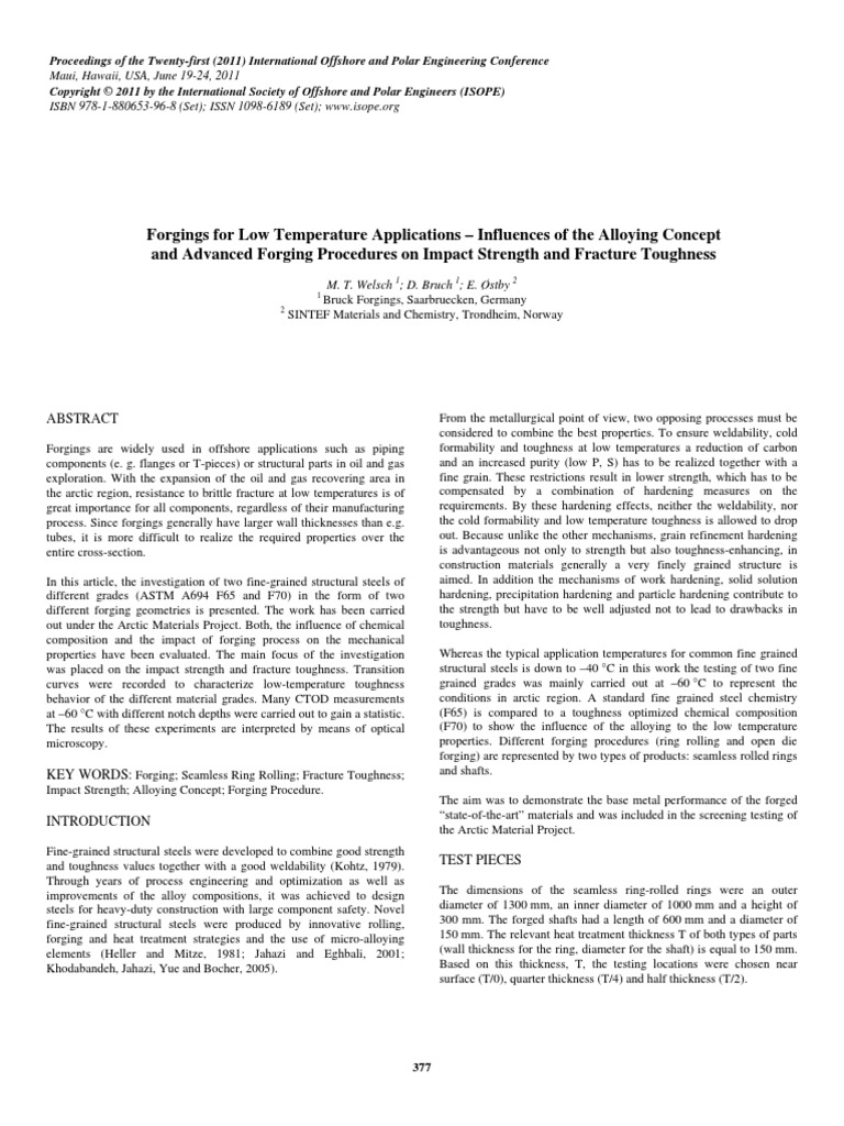 Forgings For Low Temperature Applications | PDF | Forging | Strength Of ...