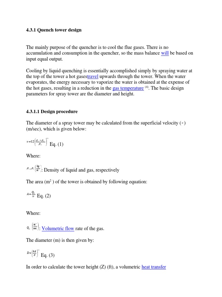 4.3.1 Quench Tower Design | PDF | Gases | Heat Transfer