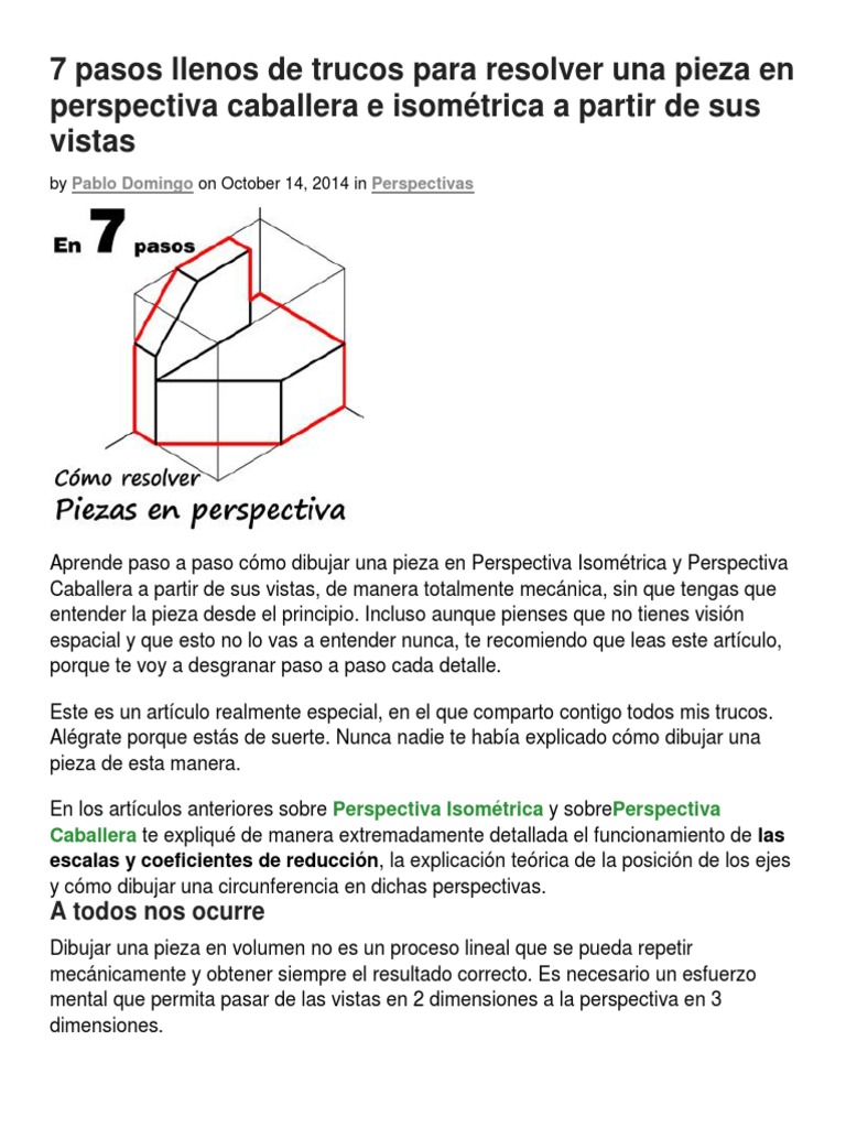 Dibujo de Perspectivas Isométrica y Caballera | PDF | Perspectiva ...