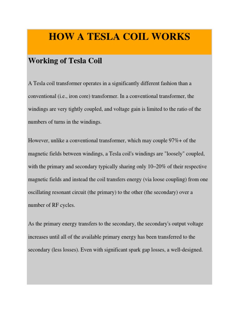 How Tesla Coils Transfer Energy Through Loose Magnetic Coupling to ...
