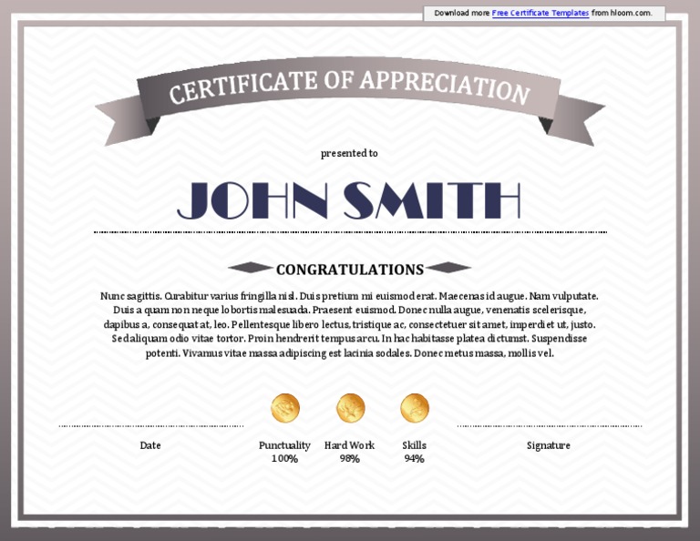 Sample Certificate of Appreciation | PDF