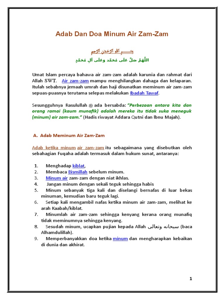 Adab Dan Doa Minum Air | PDF | Agama & Spiritualitas