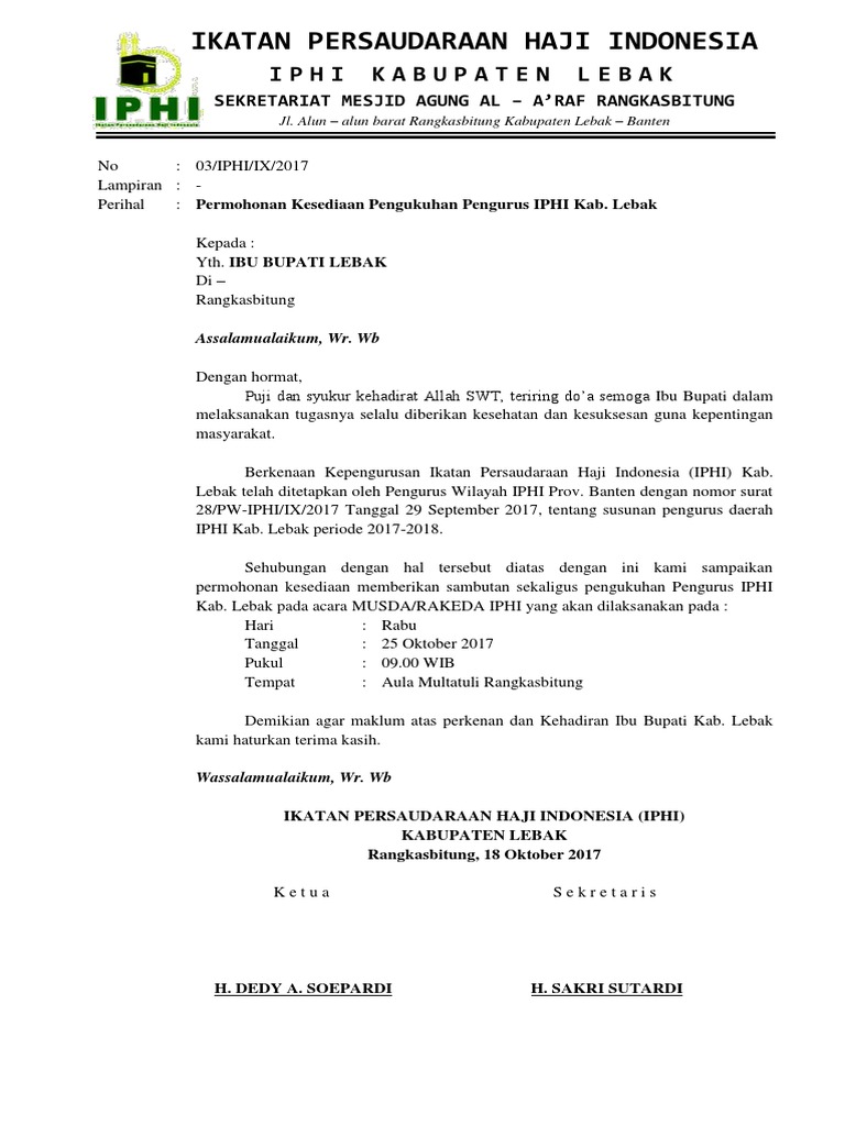 Undangan Rakerda IPHI Lebak | PDF | Kajian Bahasa Asing