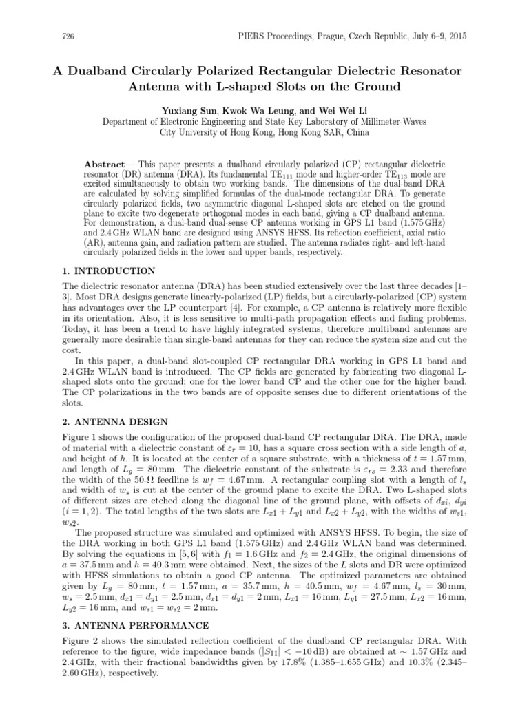 A Dualband Circularly Polarized Rectangular Dielectric Resonator ...