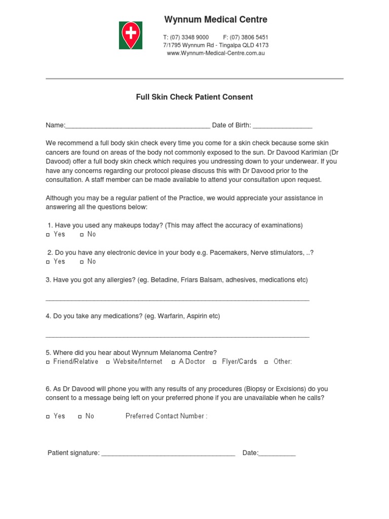 Full Skin Check Consent Form | PDF