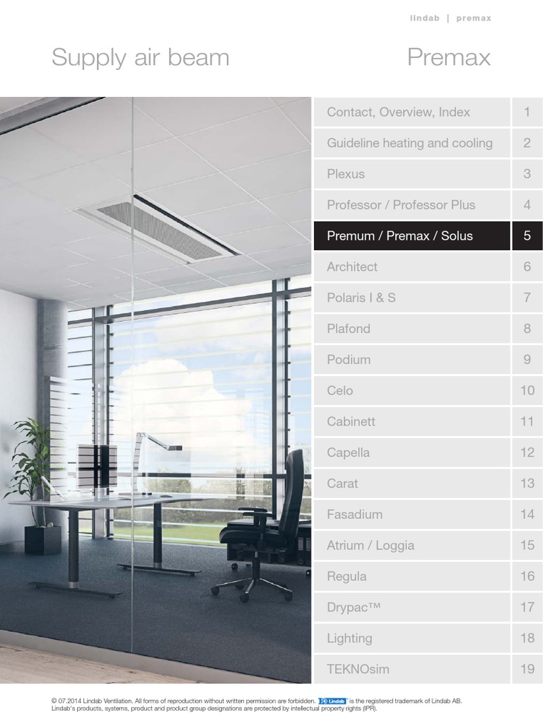 Supply Air Beam Premax: Contact, Overview, Index Guideline Heating and Cooling Plexus Professor ...