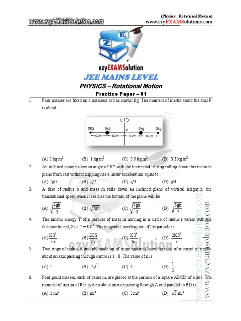 Mains Rotational Motion Paper-01 | PDF | Rotation Around A Fixed Axis ...