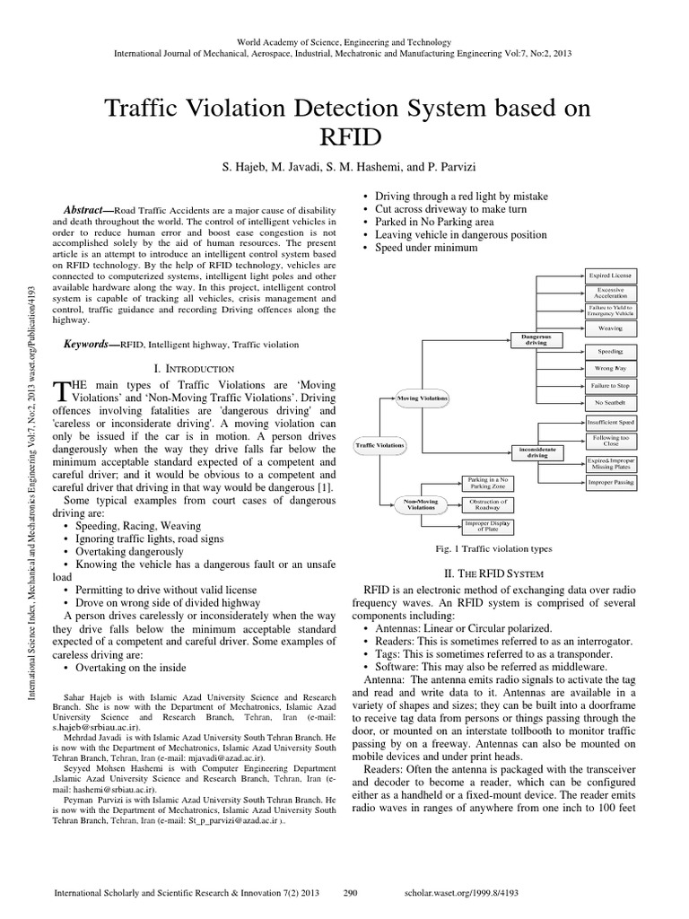 Traffic Violation Detection System Based On RFID | PDF | Radio ...