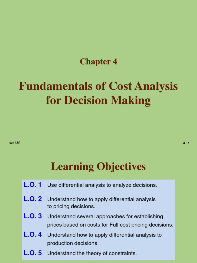 Fundamentals of Cost Analysis For Decision Making | PDF | Prices | Cost