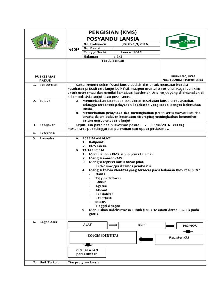 Sop Pengisian Kms Lansia | PDF