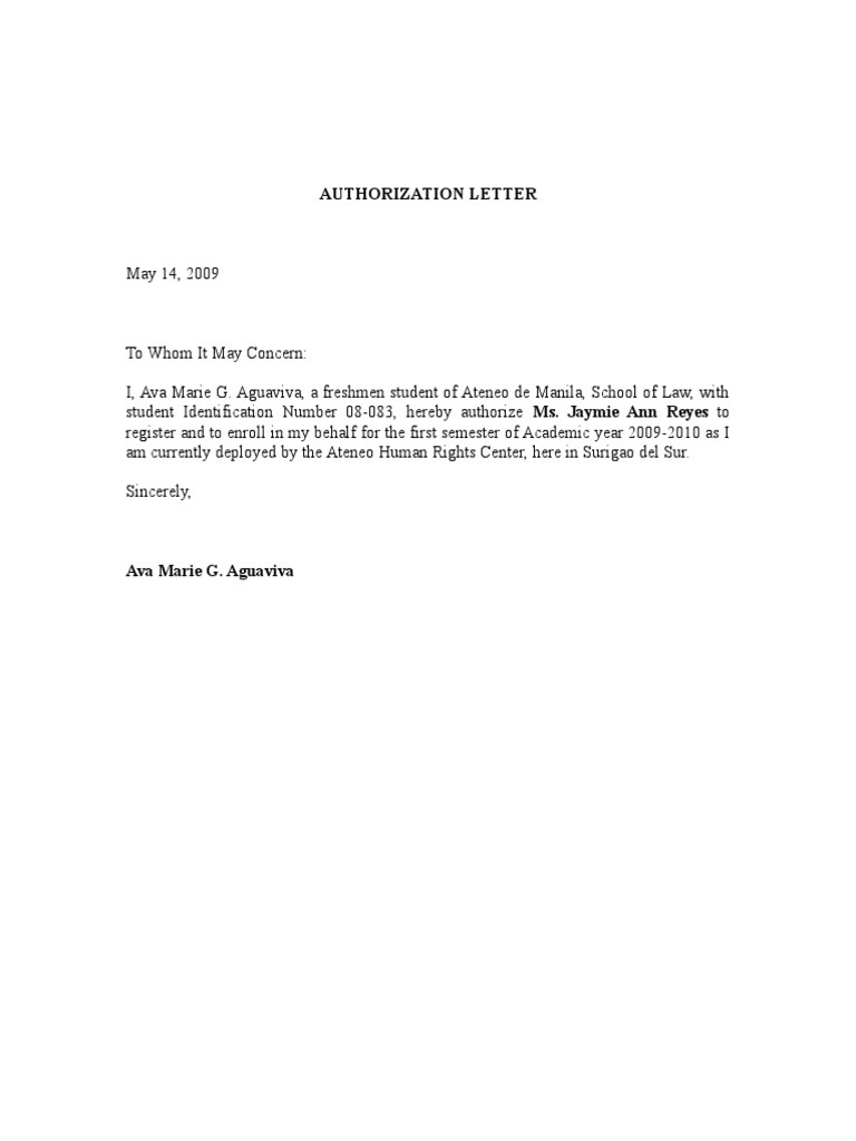 Authorization Letter | PDF