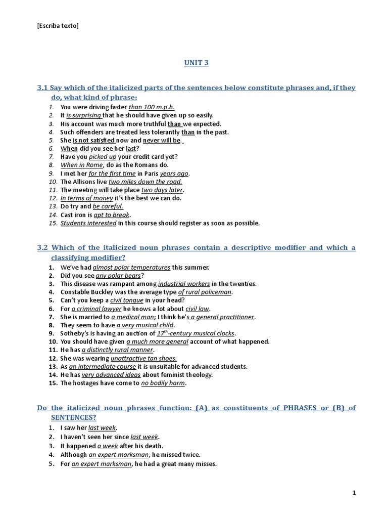 Aarts Aarts Ex. Units | PDF | Phrase | Verb