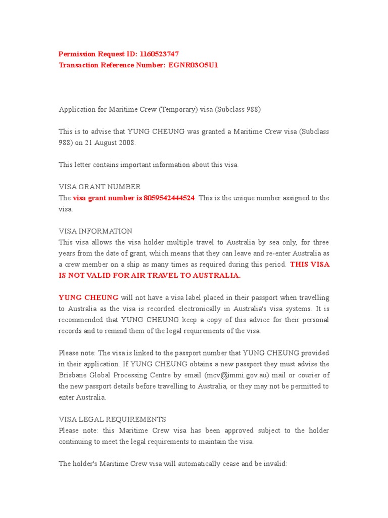 Permission Request ID: 1160523747 Transaction Reference Number ...