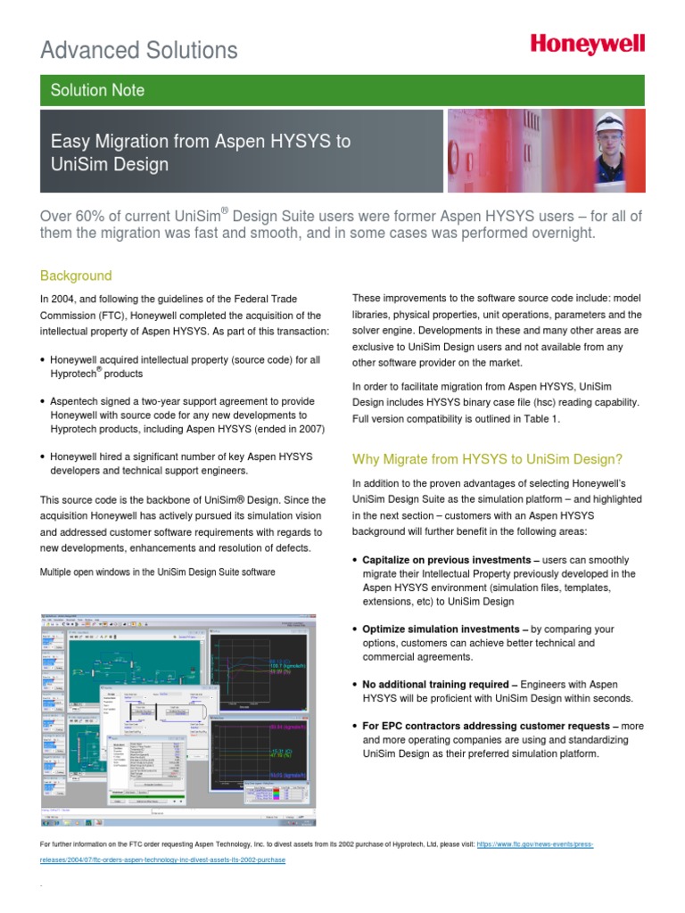 Solution Note Easy Migration From Aspen Hysys To Unisim Design | PDF | Interoperability | Simulation