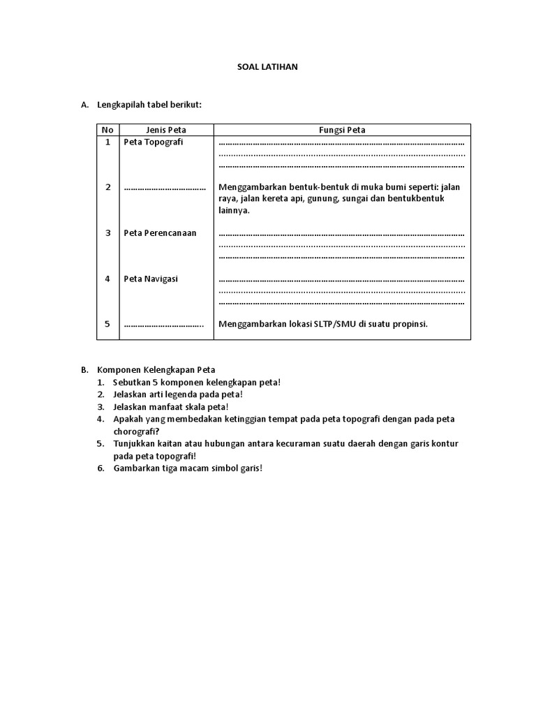 Soal Latihan Komponen Peta | PDF