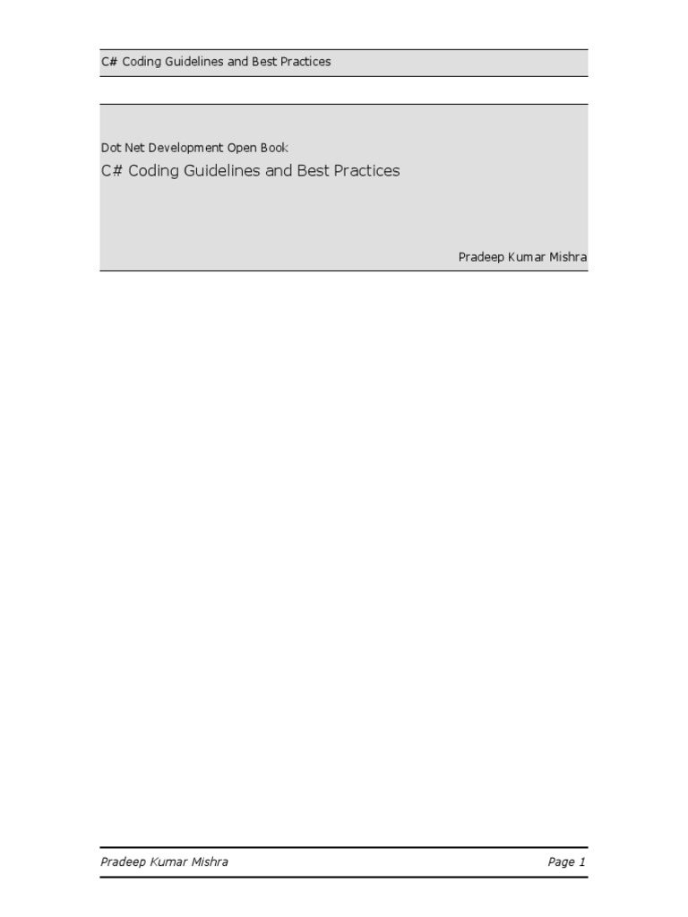 C# Coding Guidelines and Best Practices | Download Free PDF | C Sharp ...