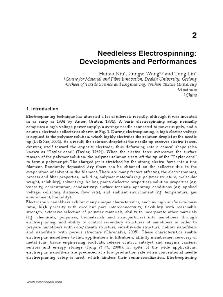 InTech-Needleless Electrospinning Developments and Performances | PDF ...