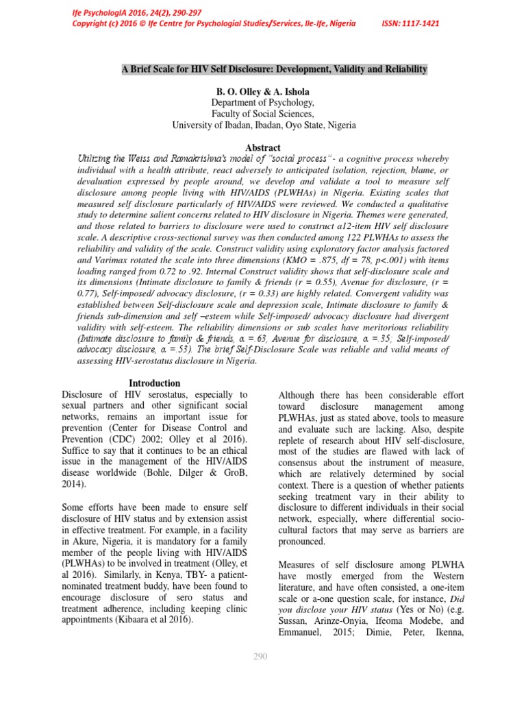 Ishola & Olley | PDF | Factor Analysis | Validity (Statistics)