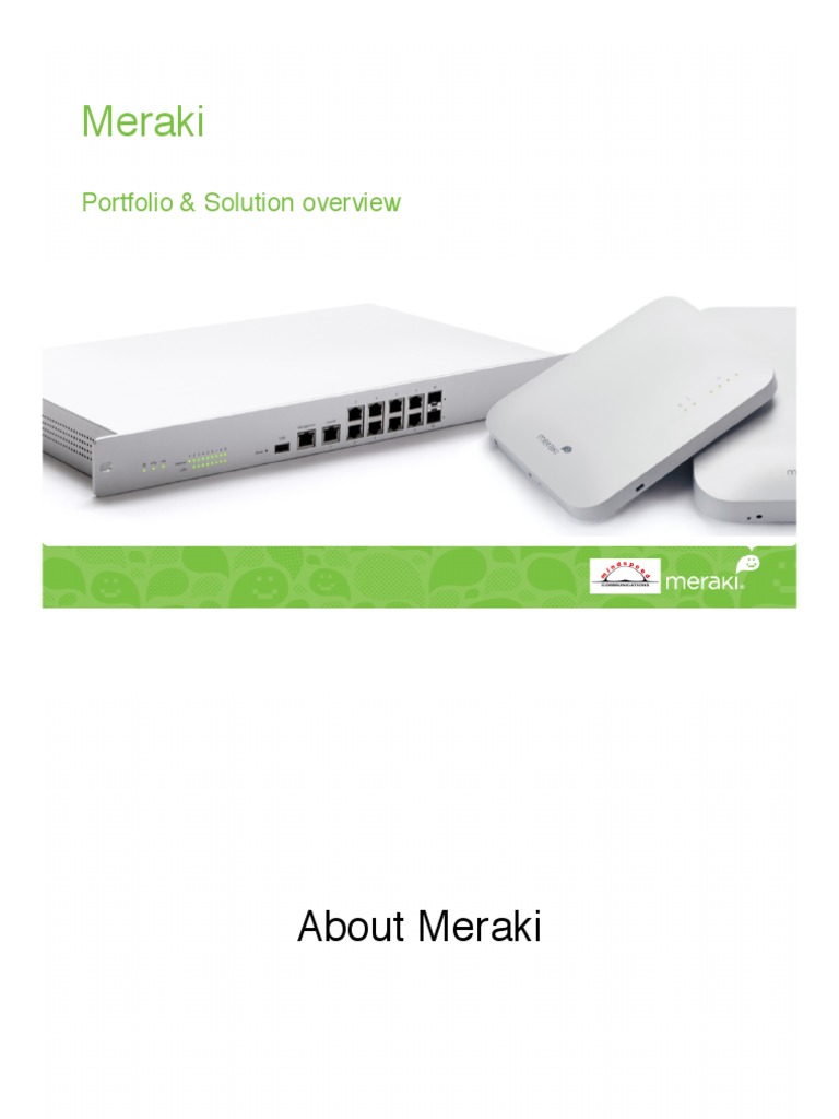 Meraki Solution Overview | PDF | Cloud Computing | Wireless Access Point