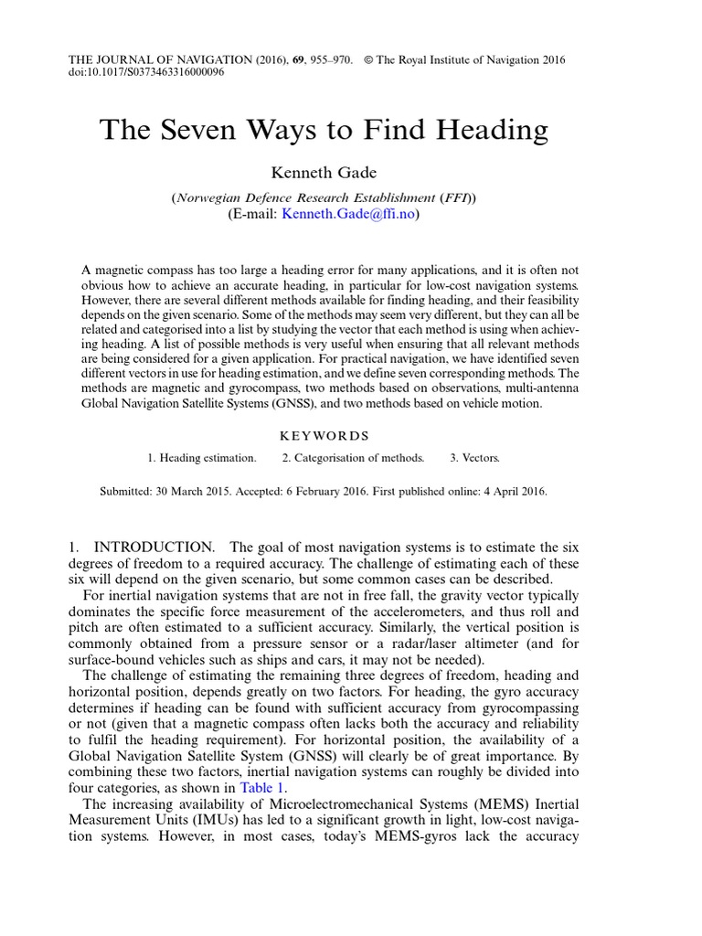 The Seven Ways To Find Heading | PDF | Gyroscope | Inertial Navigation ...
