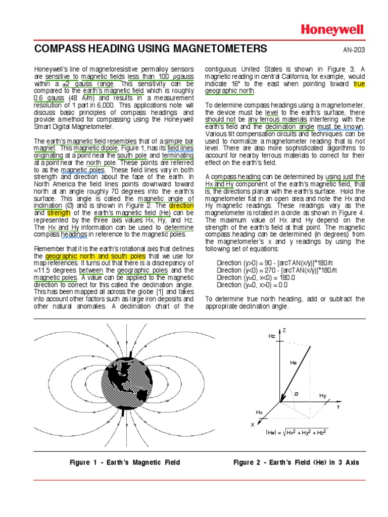 AN203 Compass Heading Using Magnetometers | PDF | Magnetometer | Compass