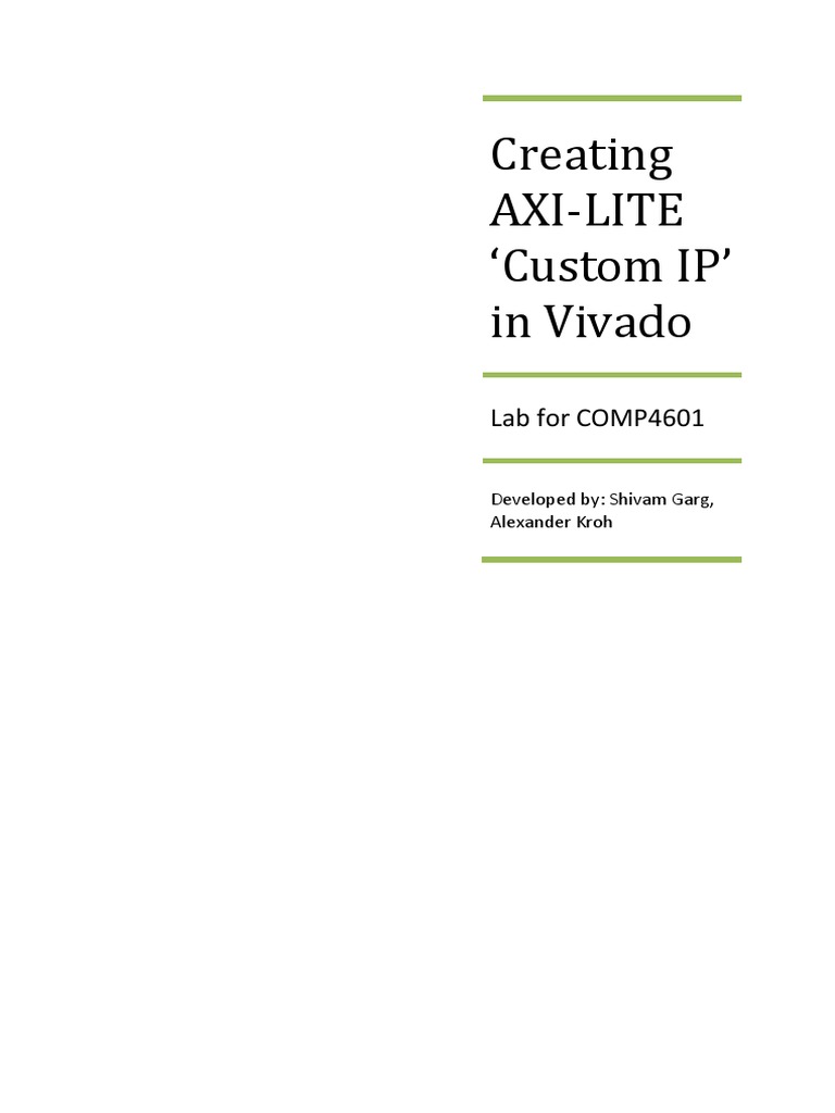 Creating AXI-LITE 'Custom IP' in Vivado Lab | PDF | Communications Protocols | Vhdl