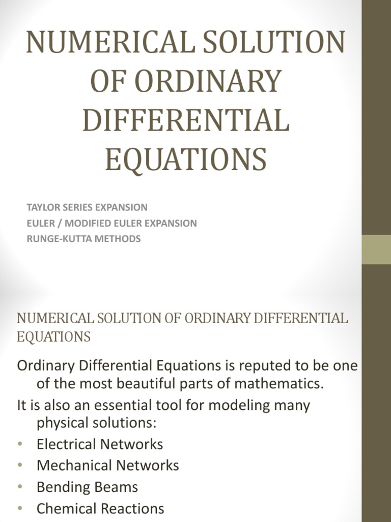 Numerical Solution of Ordinary Differential Equations | PDF | Equations ...