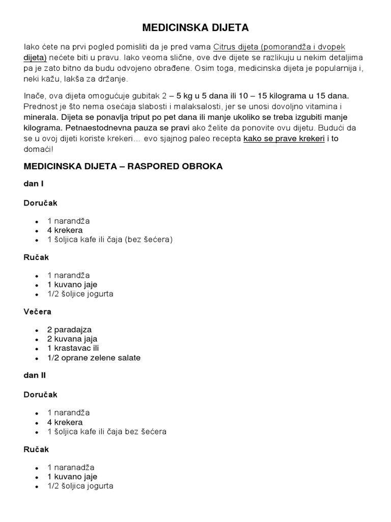 Medicinska Dijeta 1 | PDF