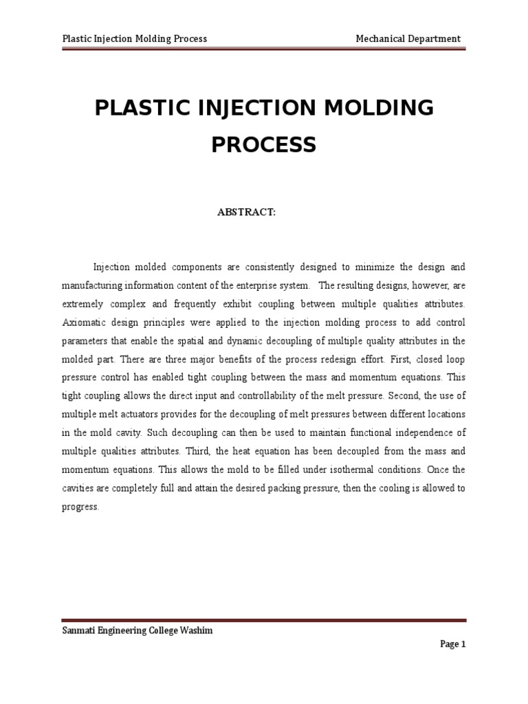 Final Report Plastic Injection Molding | PDF | Plastic | Industries