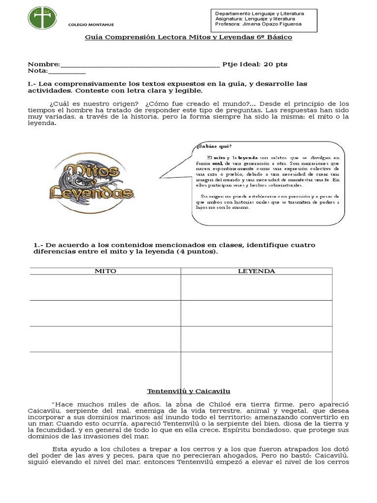 El Mito y Leyenda Escritura Creativa | PDF | Science | Ciencia filosófica