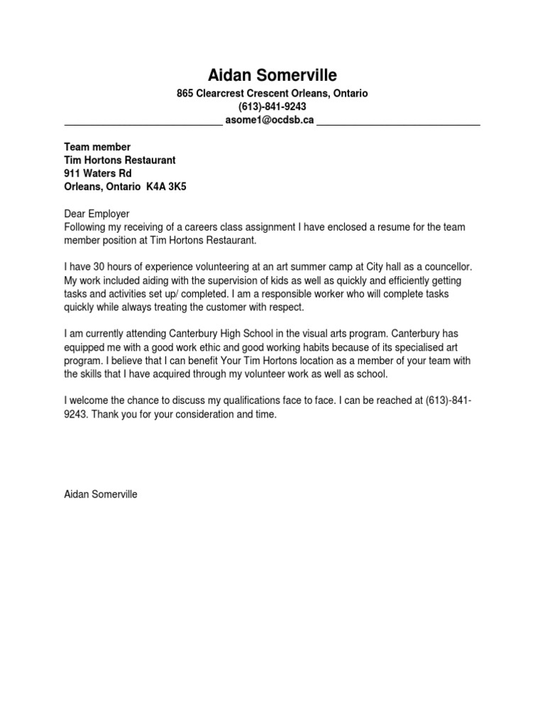 Tim Hortons Resume Project | Download Free PDF | Business