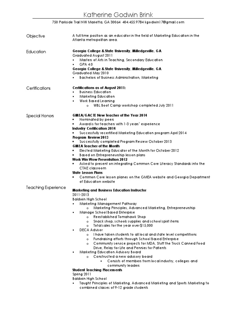 K Godwin Brink Resume | PDF | Educational Technology | Georgia (U.S. State)