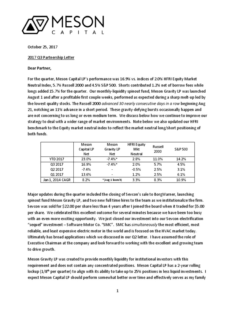 2017 Q3 MC Letter | PDF | Investor | Investing