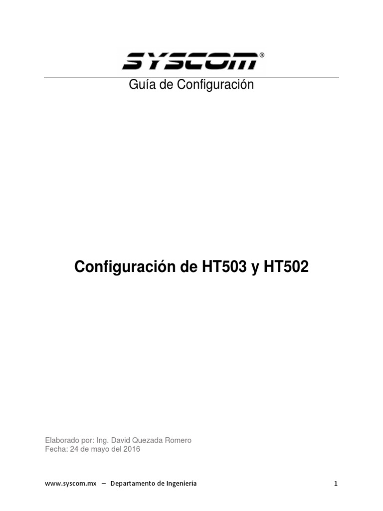 Manual de Configuracion - HT503 y HT502 | PDF | protocolo de Iniciacion ...
