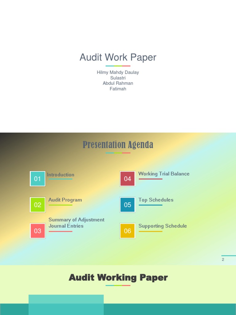Audit Work Paper: Hilmy Mahdy Daulay Sulastri Abdul Rahman Fatimah ...