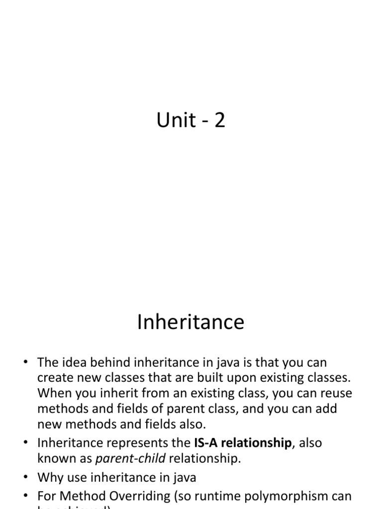 Unit 2 Pdf Inheritance Object Oriented Programming Class