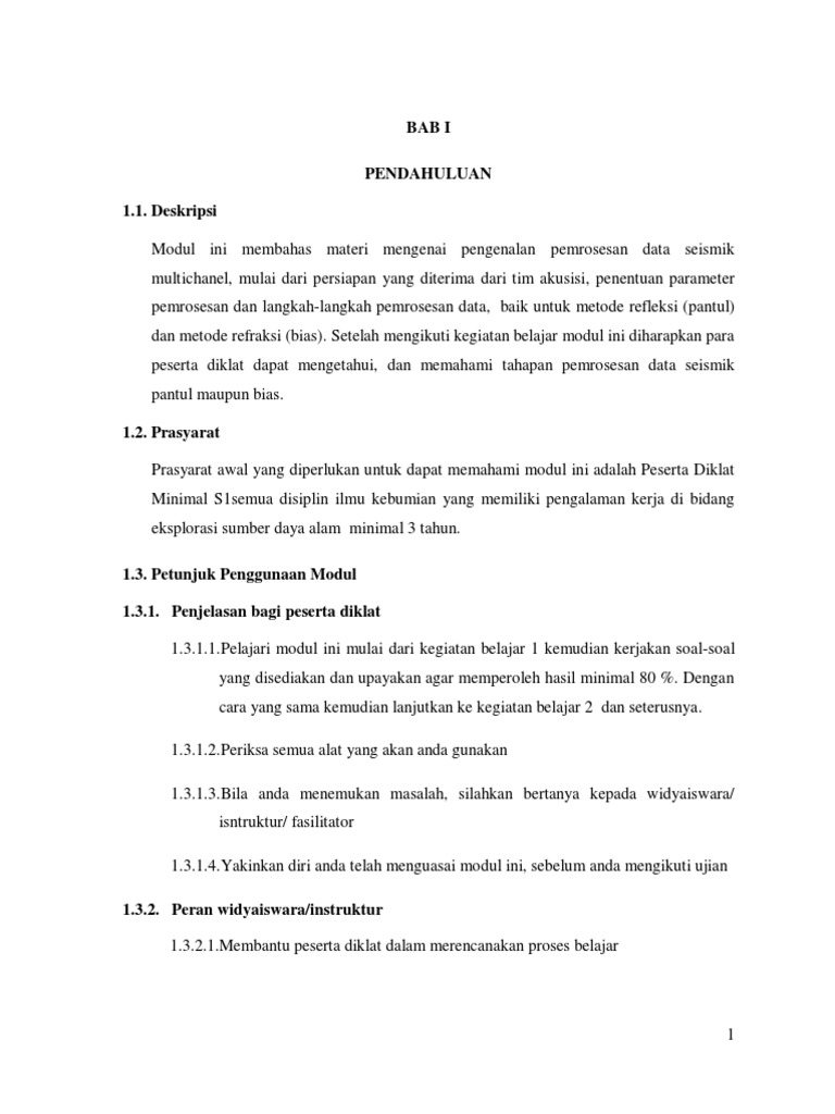 Modul Seismik Pemrosesan Data | PDF | Metode & Bahan Ajar | Sains & Matematika