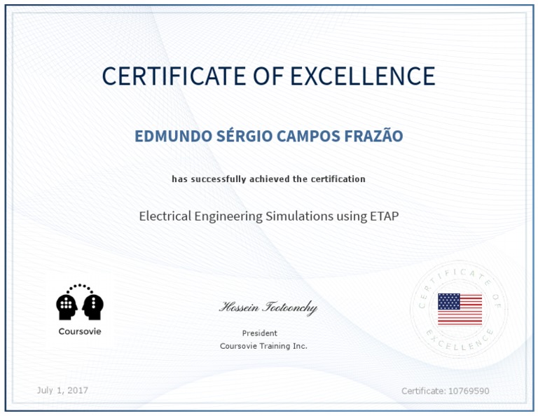 Certificate of Excellence: Edmundo Sérgio Campos Frazão | PDF