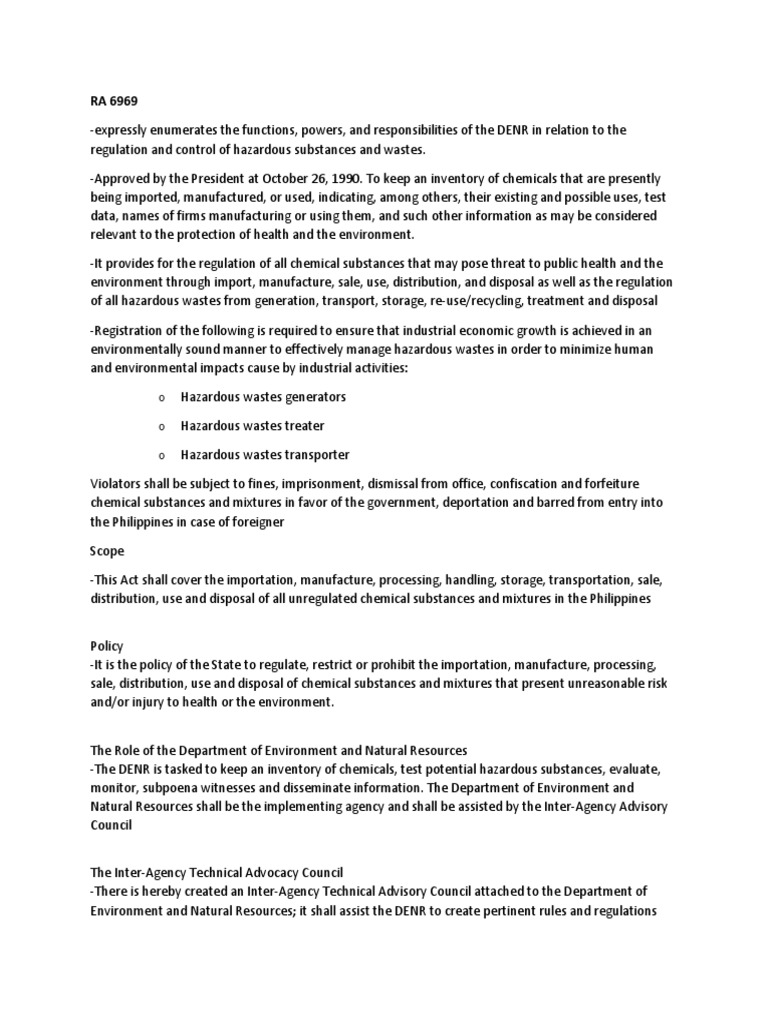 RA 6969 | Hazardous Waste | Waste Management