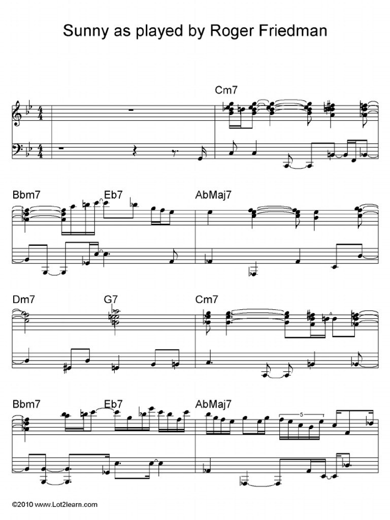 Sunny Solo Notation | PDF | Entertainment (General)