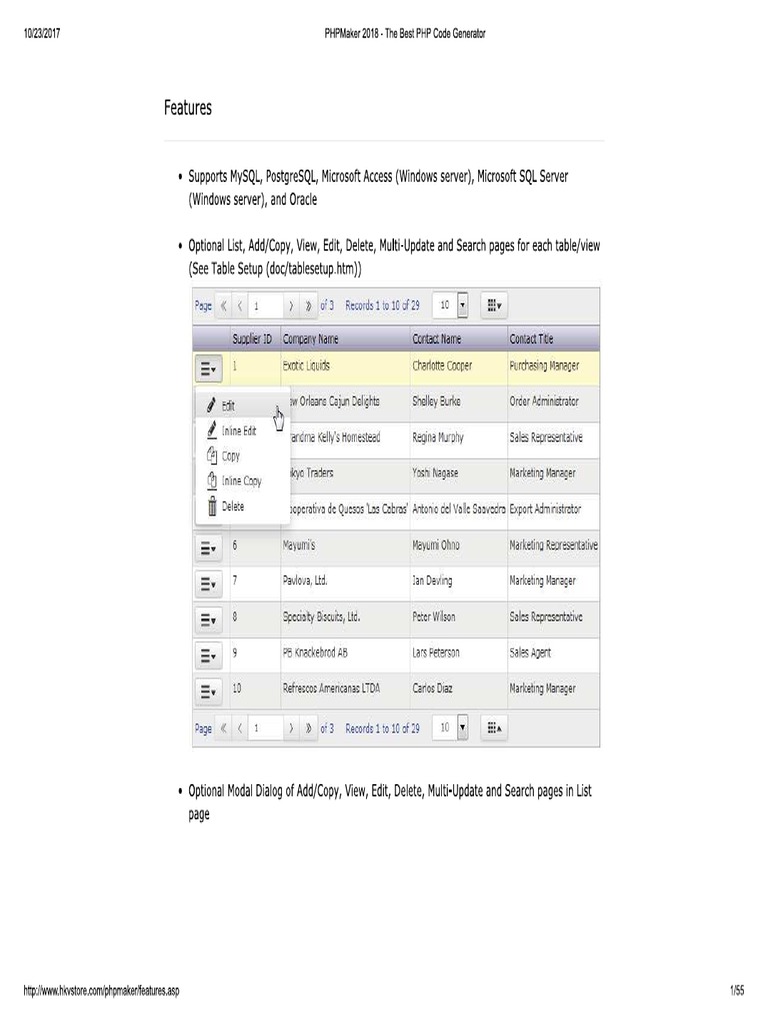 PHPMaker 2018 - The Best PHP Code Generator01 | PDF